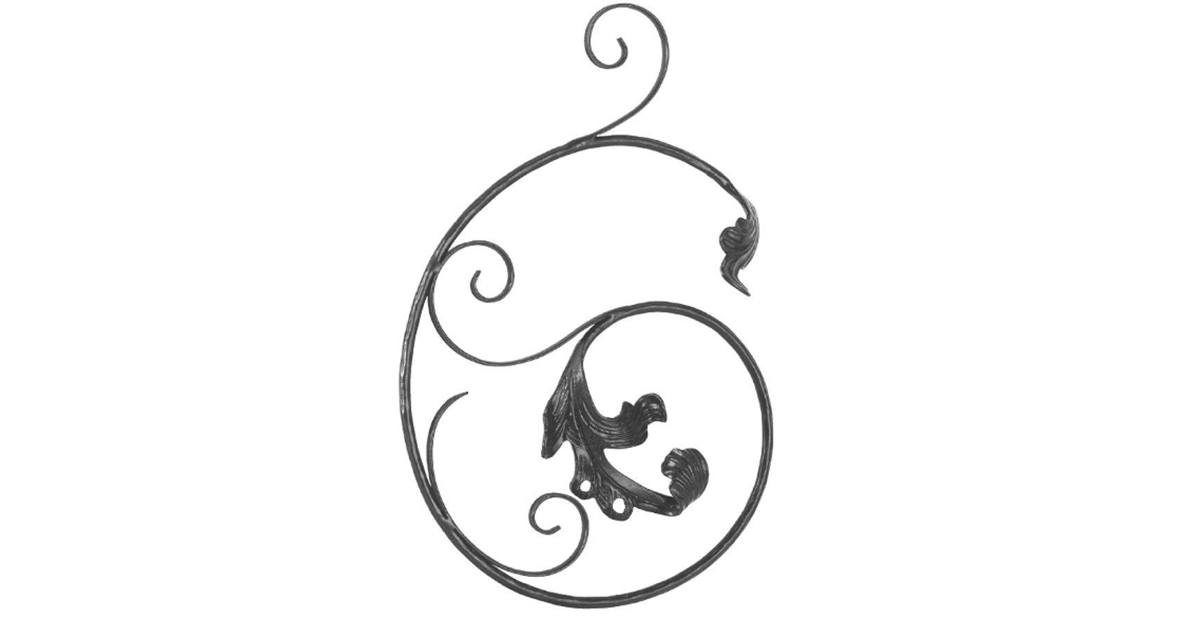 Volute baroque en fer forgé, profil rond référence 04.505
