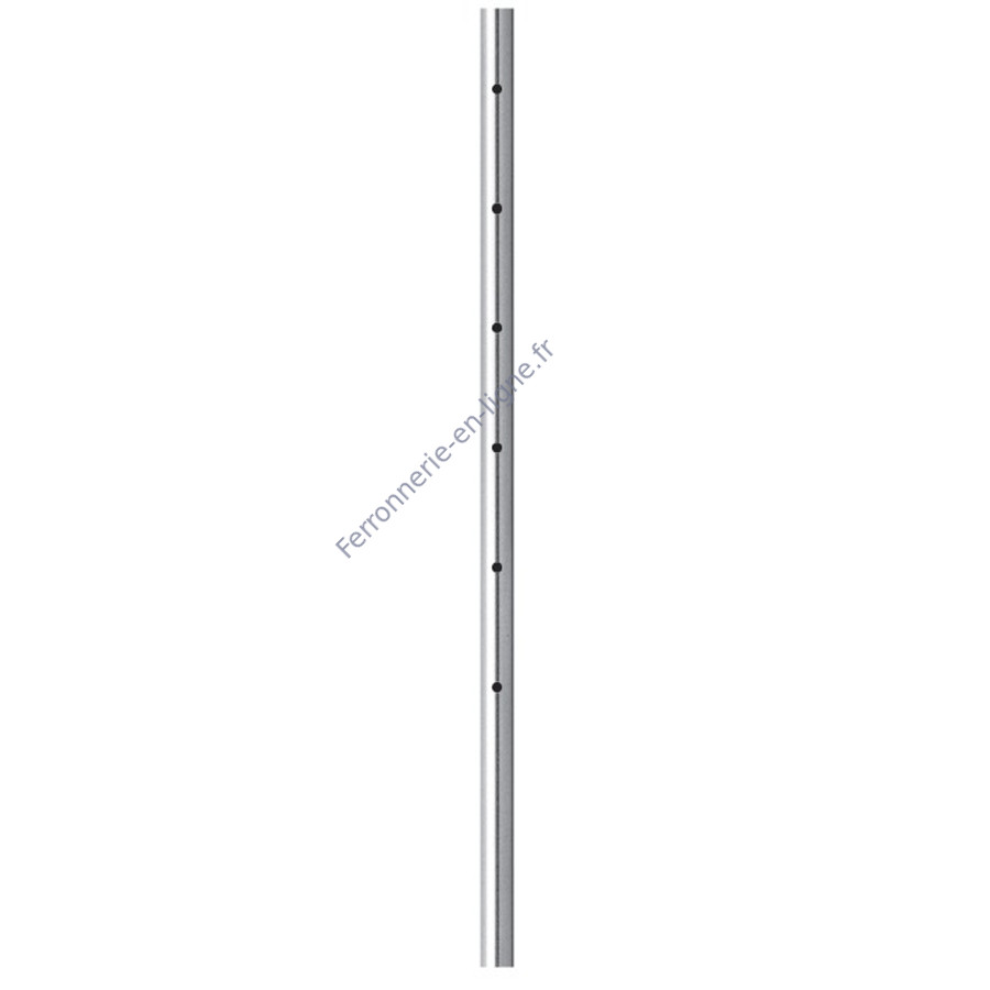 Poteau inox, tube rond, pré-percé pour support de barre traversante ...